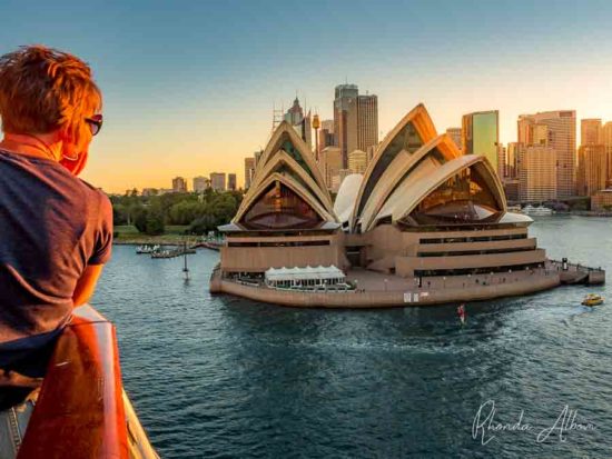 Enjoying a Sydney Harbour Sunset as We Cruise Away
